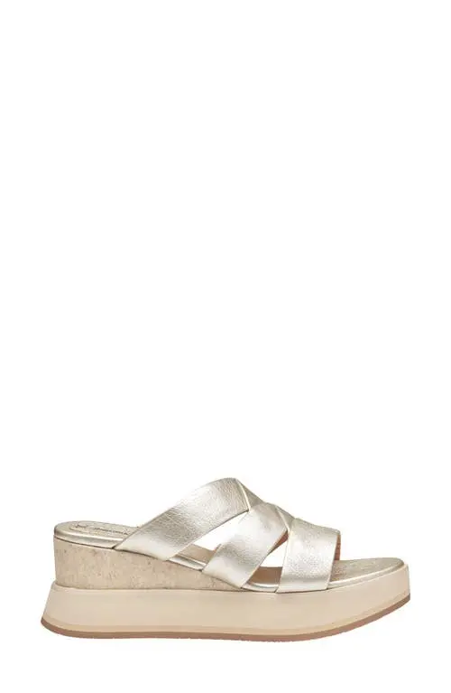 Johnston & Murphy Colleen Platform Wedge Slide Sandal - Platinum Metallic Sheepskin