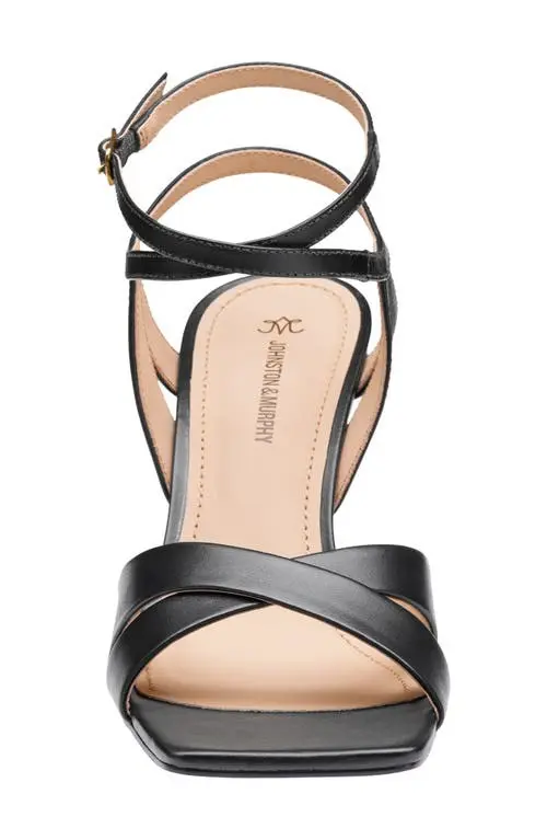 Johnston & Murphy Christine Ankle Strap Sandal - Black Glove Leather
