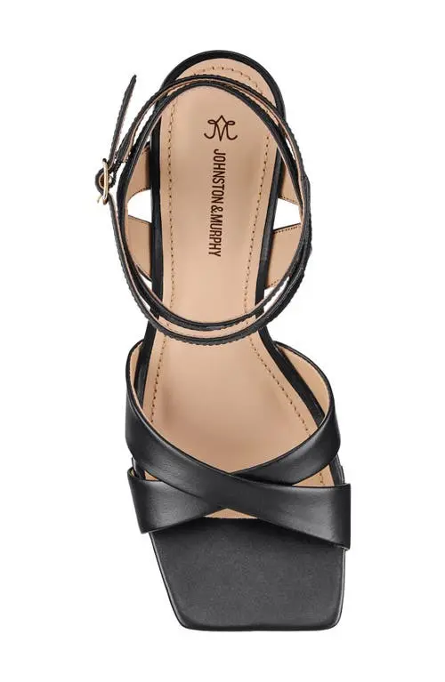 Johnston & Murphy Christine Ankle Strap Sandal - Black Glove Leather