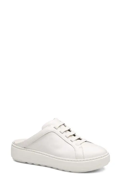 Johnston & Murphy Cammie Platform Sneaker Mule - White Nappa Leather