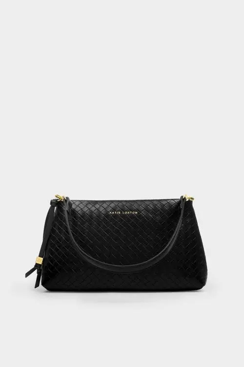 KATIE LOXTON Nova Woven Texture Clutch - Black