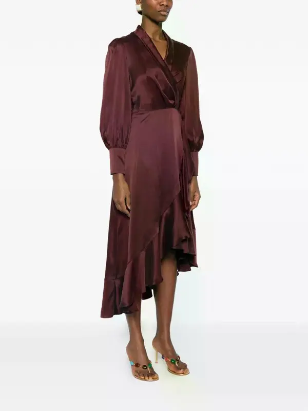Zimmermann Ruffled Wrap Midi Dress - Red
