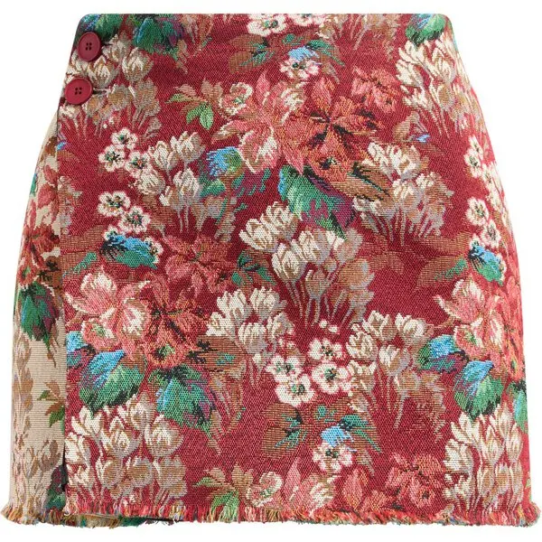 MISTRESS ROCKS Floral Print Wrap Miniskirt - Red Multi