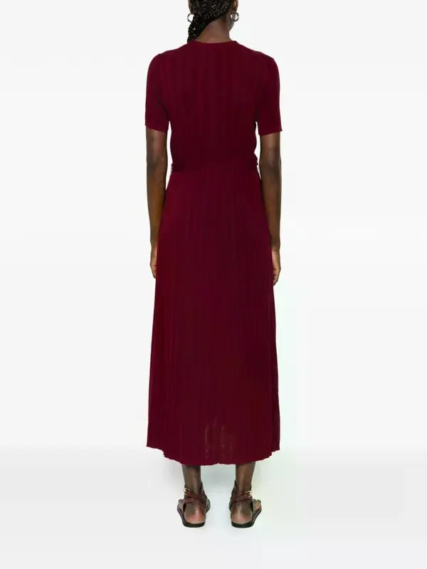 Eric Bompard Ribbed Belted Maxi Dress - Red