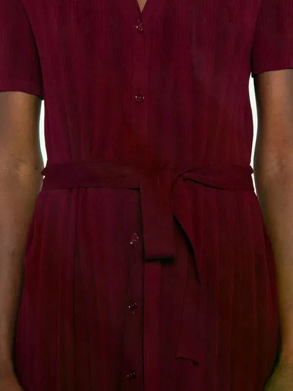 Eric Bompard Ribbed Belted Maxi Dress - Red