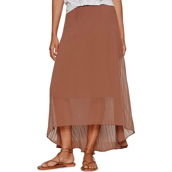 Sanctuary Pleated High-low Midi Skirt - Mud Bath Brown