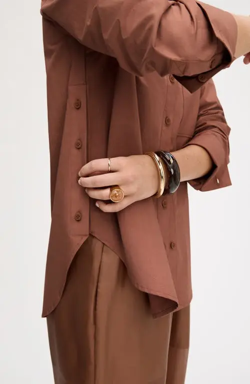 Sam Edelman Cotton Poplin Button-up Shirt - Mocha