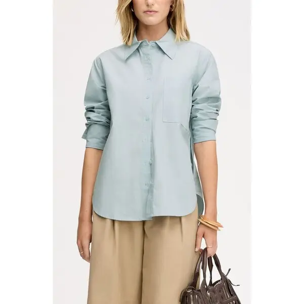Sam Edelman Cotton Poplin Button-up Shirt - Soft Blue