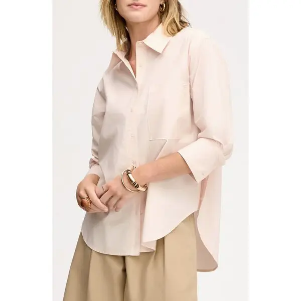 Sam Edelman Cotton Poplin Button-up Shirt - Soft Pink