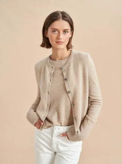 LA LIGNE Solid Lean Lines Cardigan - Tan