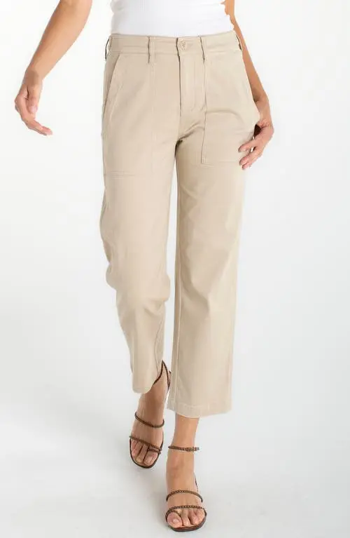 LIVERPOOL Crop Straight Leg Utility Pants - Safari Sand
