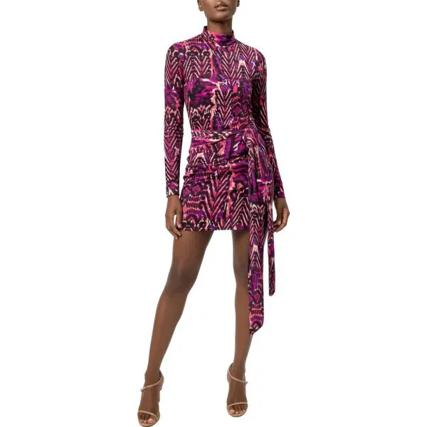 AREA STARS Dara Fleur Mock-neck Bodycon Mini Dress - Abstract Print