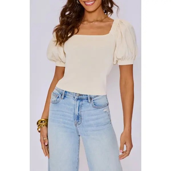 VICI Lila Puff Sleeve Knit Top - Cream