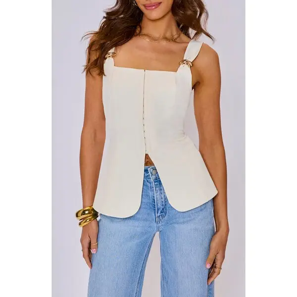 VICI Primrose Buckle Detail Peplum Top