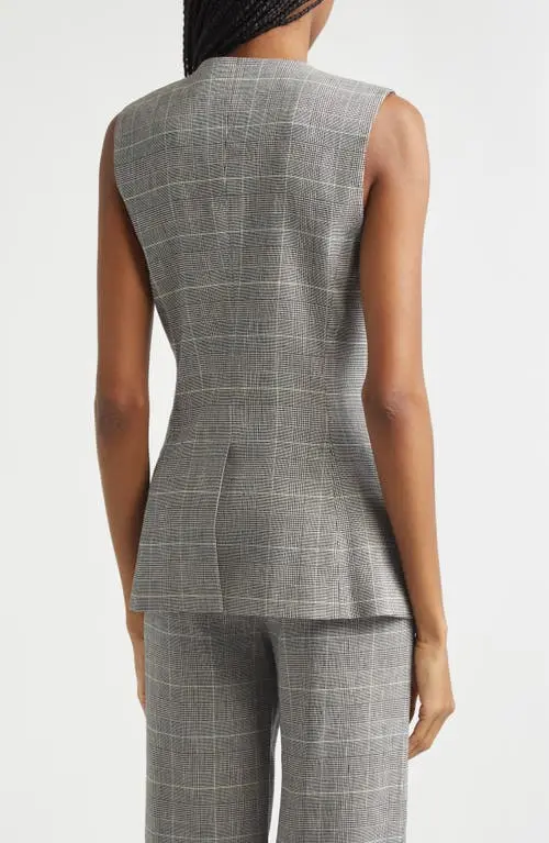 Veronica Beard Lois Glen Plaid Linen-blend Vest