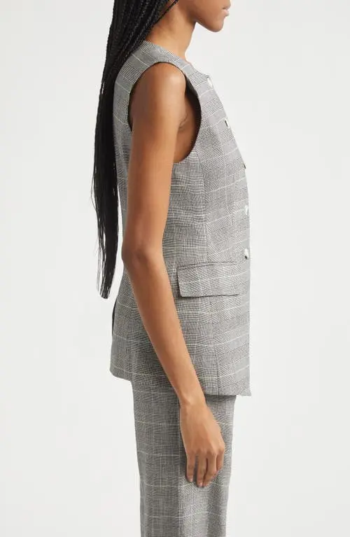 Veronica Beard Lois Glen Plaid Linen-blend Vest