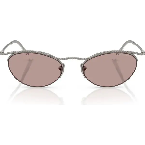 Armani Exchange 50mm Semi-rimless Butterfly Sunglasses - Shiny Gunmetal/purple Brown