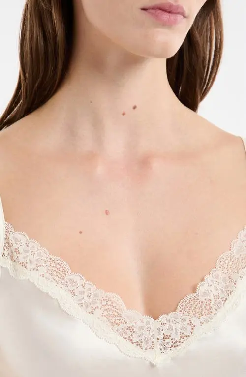 ETAM Lace Trim Washable Silk Camisole - Perle