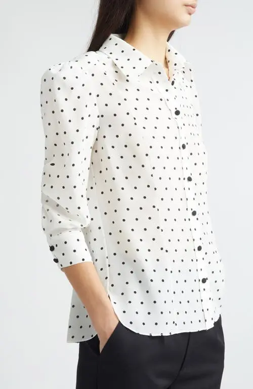 Carolina Herrera Polka Dot Silk Shirt - Ivory Multi