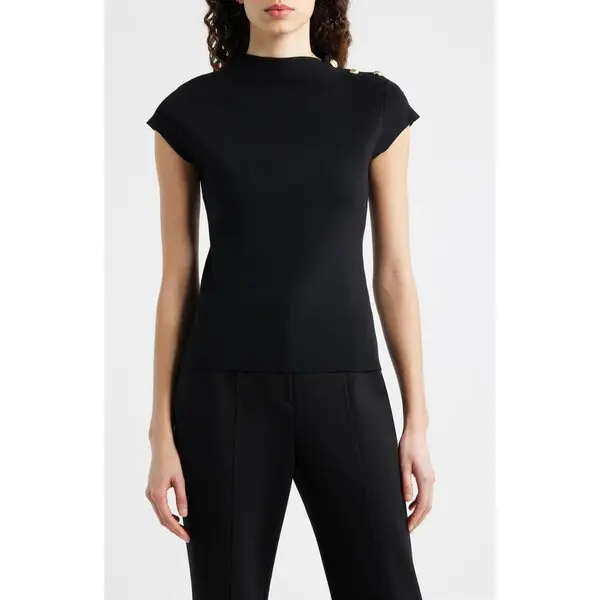 Elie Tahari The Katy Button Detail Sweater - Noir