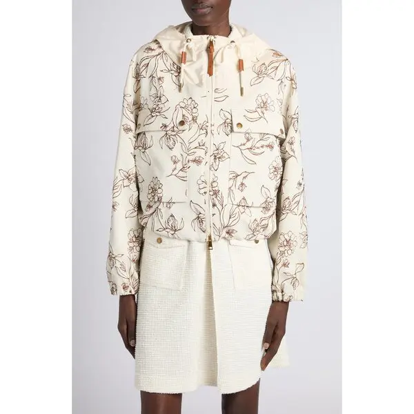 Moncler Nepeta Floral Brocade Hooded Jacket - Print
