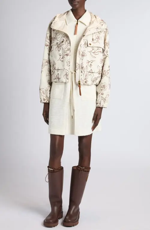 Moncler Nepeta Floral Brocade Hooded Jacket - Print