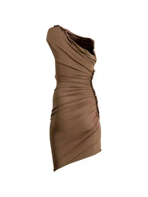 Atlein One-shoulder Gathered Mini Dress