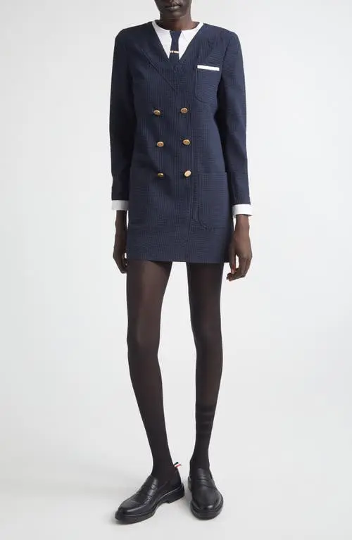 Thom Browne Trompe L'oeil Mixed Media Minidress - Navy