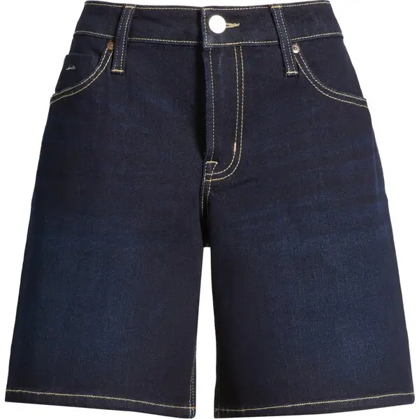 CITY BLUES Dover Relaxed Mid-thigh Denim Shorts - Dark Whisker Wash