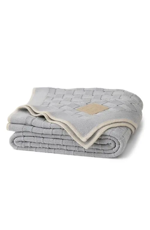 BOLL & BRANCH Basket Weave Knit Organic Cotton Throw Blanket - Shore/sand