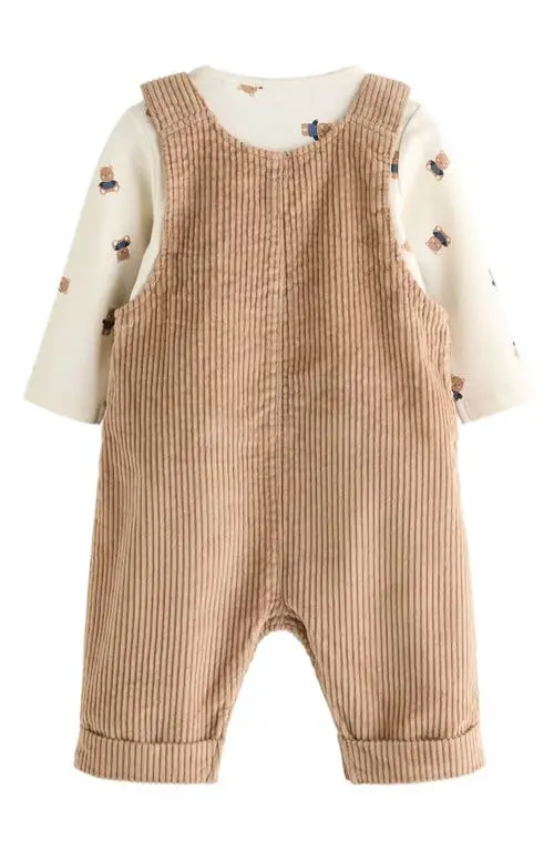 NEXT Bear Long Sleeve Bodysuit & Corduroy Overalls Set