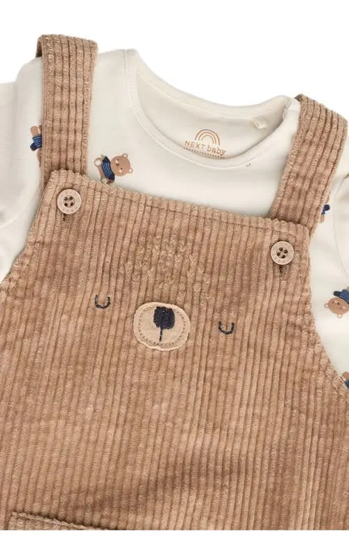 NEXT Bear Long Sleeve Bodysuit & Corduroy Overalls Set