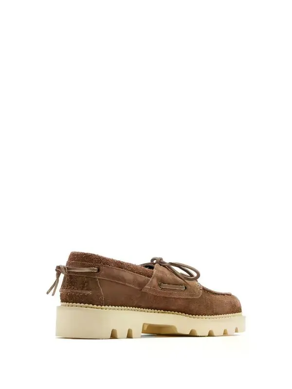 COLLEGIUM Beaded Lace-up Boat Shoes - Brown