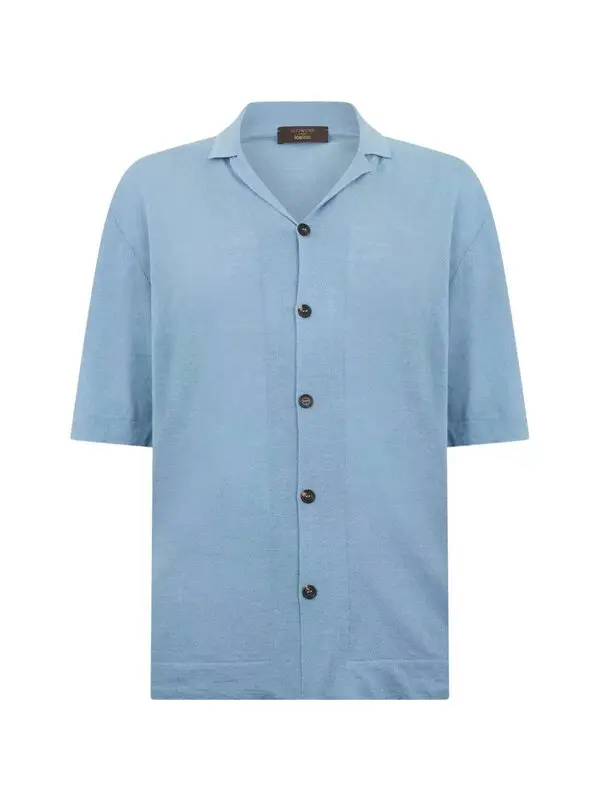 SLOWEAR Buttoned Short-sleeve Knitwear - Blue