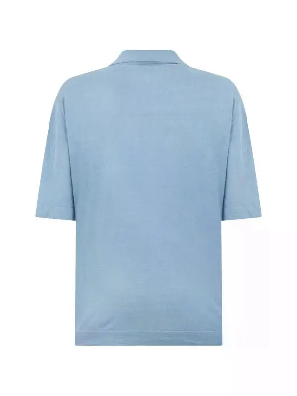 SLOWEAR Buttoned Short-sleeve Knitwear - Blue