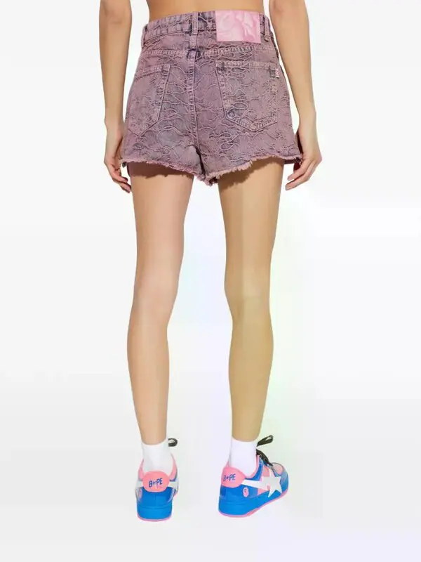 A BATHING APE Embroidered Frayed Shorts