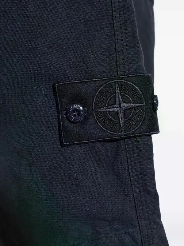 Stone Island Patch-pocket Cotton Shorts - Blue