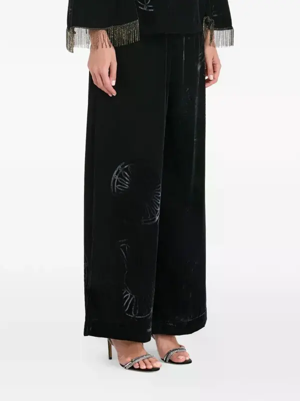 Themis Z Patterned Wide Leg Trousers - Black