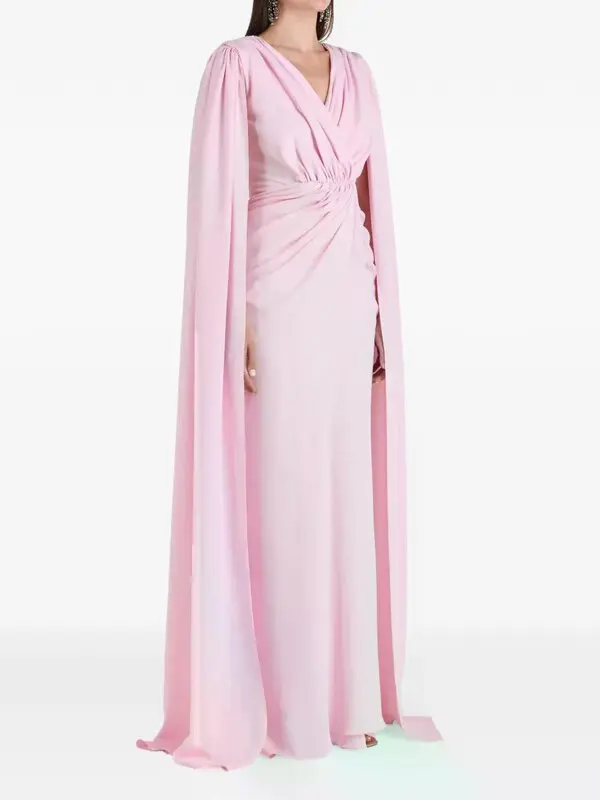 RHEA COSTA Evelyn Cape V-neck Maxi Dress