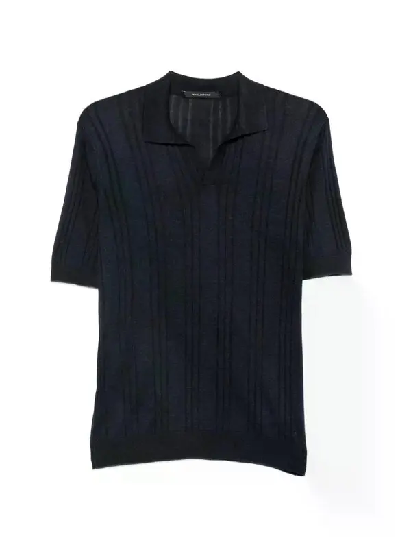 Tagliatore Ribbed V-neck T-shirt - Blue