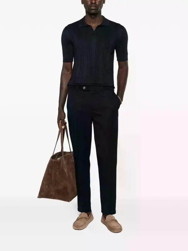 Tagliatore Ribbed V-neck T-shirt - Blue