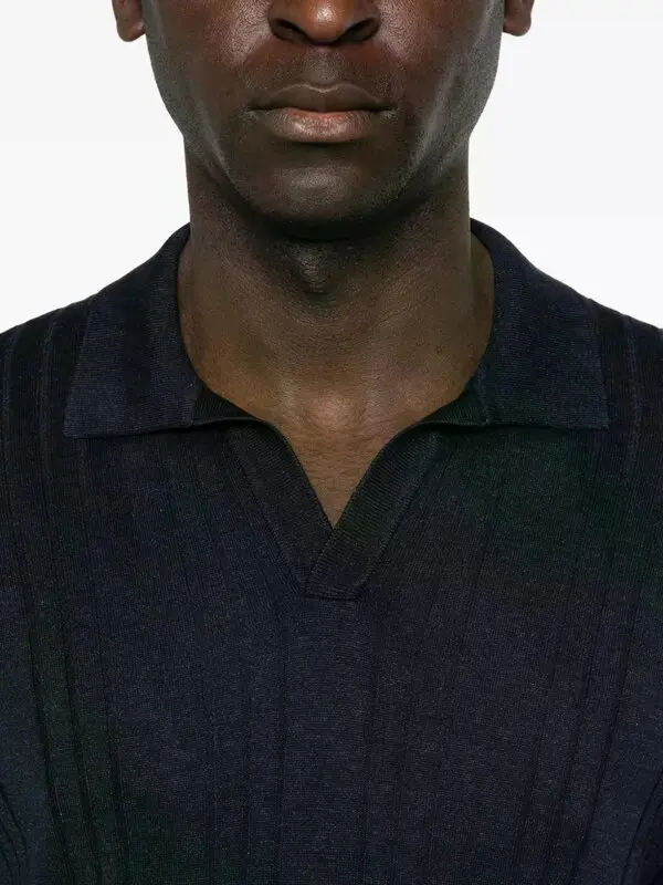 Tagliatore Ribbed V-neck T-shirt - Blue