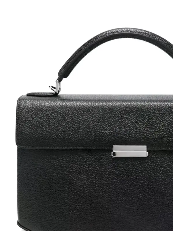 TOTEME Medium Grained-leather Top-handle Tote Bag - Black