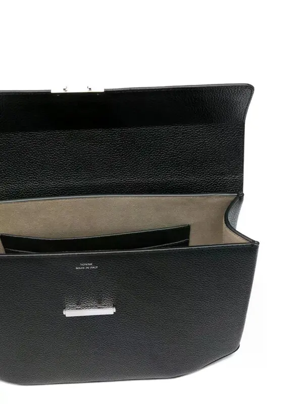 TOTEME Medium Grained-leather Top-handle Tote Bag - Black