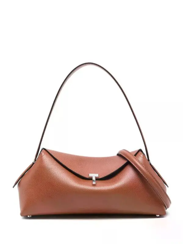 TOTEME Grained-leather T-lock Shoulder Bag - Brown