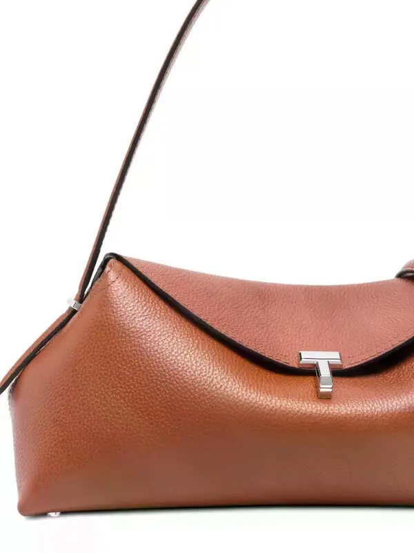 TOTEME Grained-leather T-lock Shoulder Bag - Brown