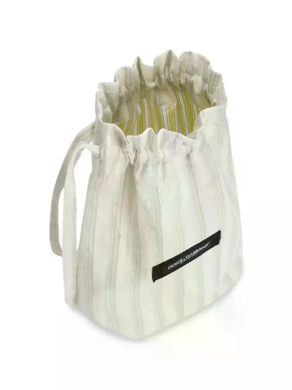 Dolce & Gabbana Striped Drawstring Shoulder Bag - Neutrals