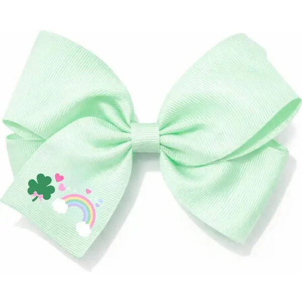 BITS & BOWS Rainbow Shamrock Hair Bow - Green