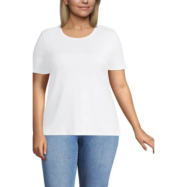 LANDS' END Micro Rib Knit T-shirt - White