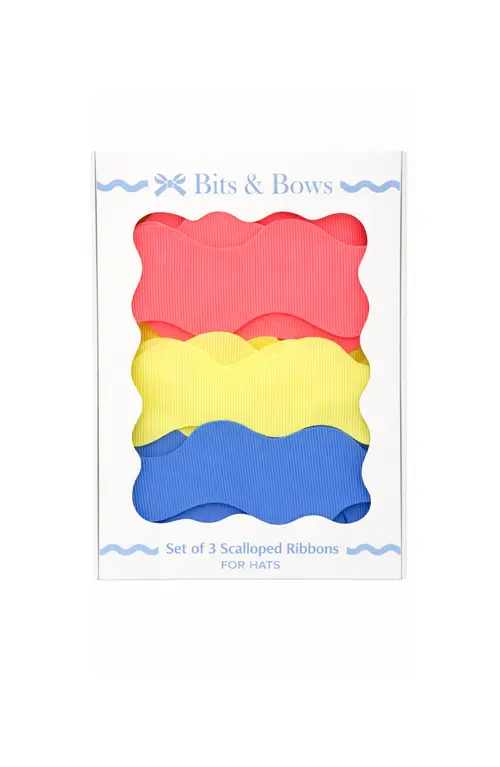 BITS & BOWS Pretty In Pastel Ribbon Set - Blue/coral/yellow